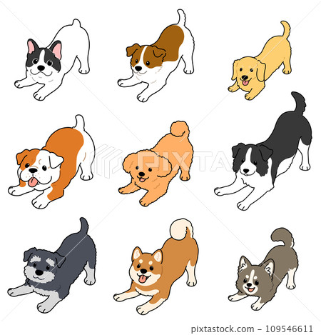 A set of simple and cute dog illustrations that... - Stock Illustration ...