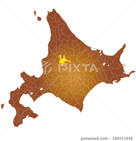 Asahikawa city and Hokkaido map - Stock Illustration [109551446] - PIXTA