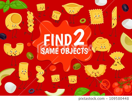 Find two same funny italian pasta characters... - Stock Illustration ...