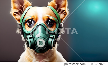 dog wearing a gas mask - Stock Illustration [109587828] - PIXTA