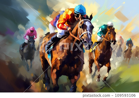 Powerful horse racing scene - Stock Illustration [109593106] - PIXTA