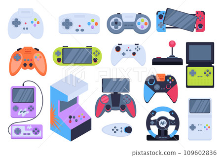 Gamepads mega set in flat design. Bundle... - Stock Illustration ...