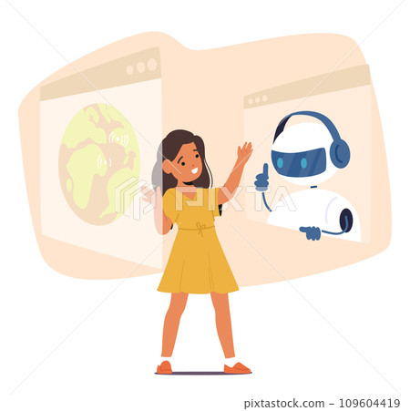 Chatbot Assists Kid In Learning, Offering...-插圖素材 [109604419] - PIXTA圖庫