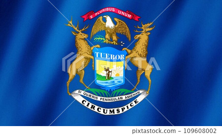 Michigan flag waving in the wind. Flag of... - Stock Illustration ...