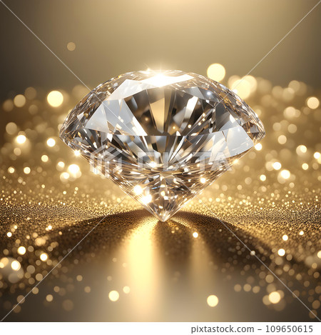 Round cut diamond on golden sparkling particles... - Stock Illustration ...