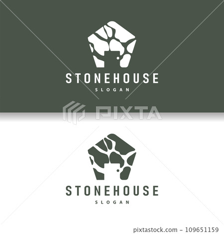 house stone logo design house rock geometric... - Stock Illustration ...