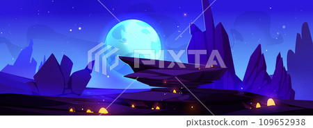 Game alien planet landscape with purple surface - Stock Illustration ...