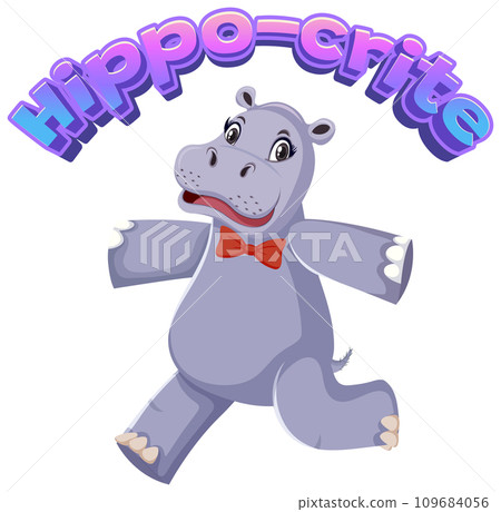 Hippo-crite: A Funny Animal Cartoon Picture Pun - Stock Illustration ...