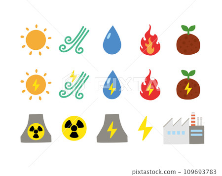 Various renewable energy power generation icon set - Stock Illustration ...