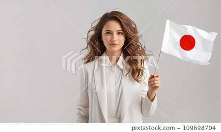 Beautiful foreign woman holding a Japanese flag - Stock Illustration ...