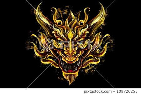 Japanese dragon face - Stock Illustration [109720253] - PIXTA