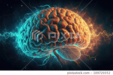 electric current rolling brain - Stock Illustration [109720352] - PIXTA
