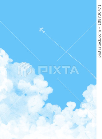 Drawing Blue Sky With Clouds Wallpaper Background - Stock Illustration ...