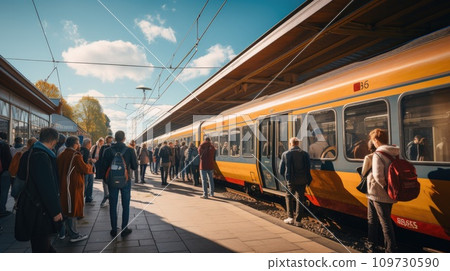 people commuting by train - Stock Illustration [109730590] - PIXTA