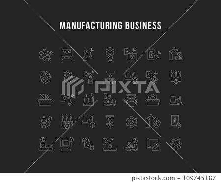 Vector Manufacturing Company Set Vector Line Icons Of Manufacturing