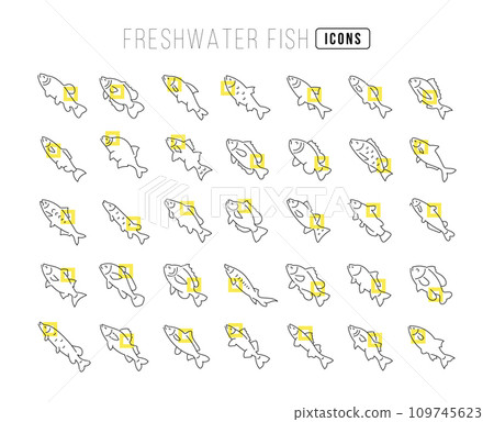 Set of linear icons of Freshwater Fish-插圖素材 [109745623] - PIXTA圖庫