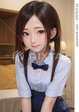 AI-generated image of a cute high school girl - Stock Illustration ...