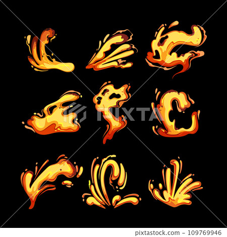 lava splash set cartoon vector illustration - Stock Illustration ...