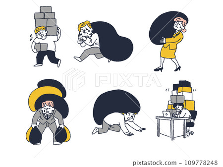 Illustration set of people carrying burdens,... - Stock Illustration ...