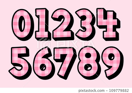 Versatile Collection of Pink Plaid Numbers for...-插圖素材 [109779882 ...
