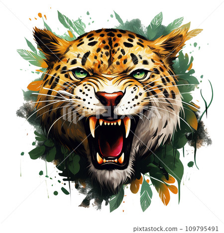 Image of angry cheetah head on transparent... - Stock Illustration ...