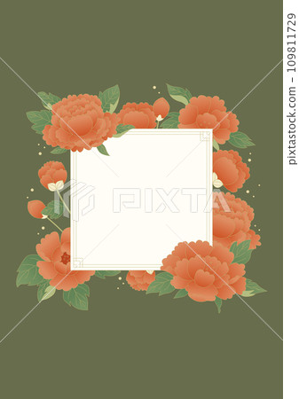 Korean traditional border illustration with red...-插圖素材 [109811729 ...