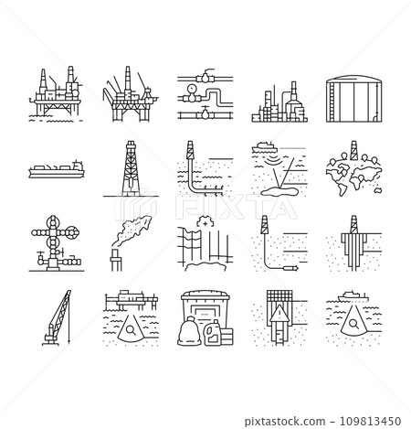 petroleum engineer oil industry icons set vector-插圖素材 [109813450] - PIXTA圖庫