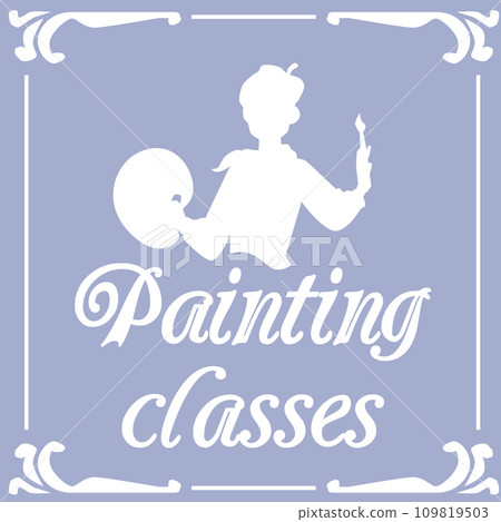 Painting classes advertising banner with... - Stock Illustration ...