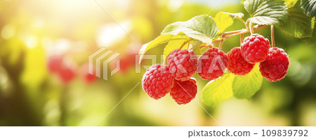 AI-generated content. Raspberry bush close up,...-插圖素材 [109839792 ...