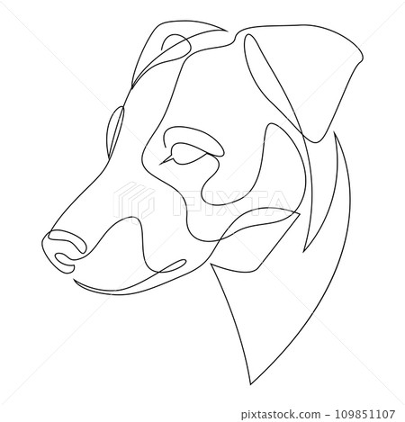 Continuous line Jack Russell Terrier. Single... - Stock Illustration ...