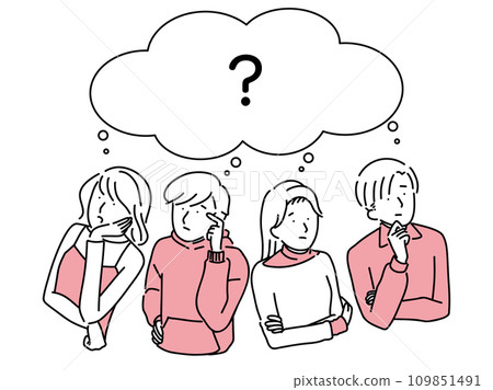 men and women pondering - Stock Illustration [109851491] - PIXTA