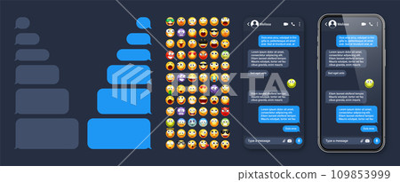 Smartphone messaging app, user interface with...-插圖素材 [109853999] - PIXTA圖庫