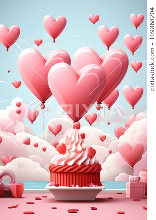 cute valentine's day poster template - Stock Illustration [109868204 ...