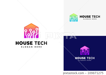 Vector modern house tech logo design, house...-插圖素材 [109871275] - PIXTA圖庫