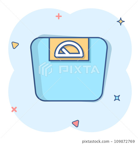 Scale icon in comic style. Balance cartoon... - Stock Illustration ...