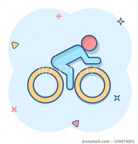 People on bicycle sign icon in comic style....-插圖素材 [109874001] - PIXTA圖庫