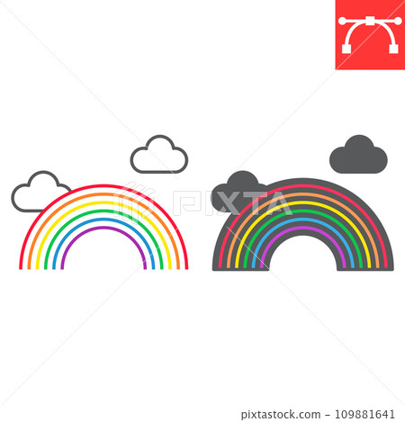 LGBT pride line and glyph icon, LGBT and... - Stock Illustration ...