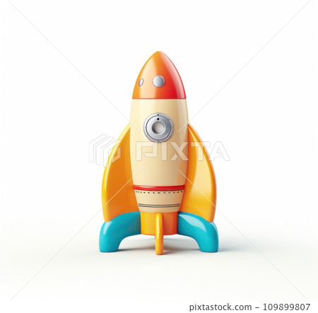 a very small toy space rocket on white background - Stock Illustration ...
