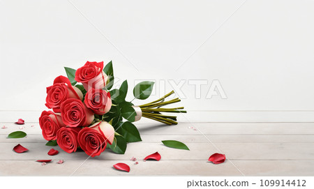 Simple background and rose bouquet - Stock Illustration [109914412] - PIXTA