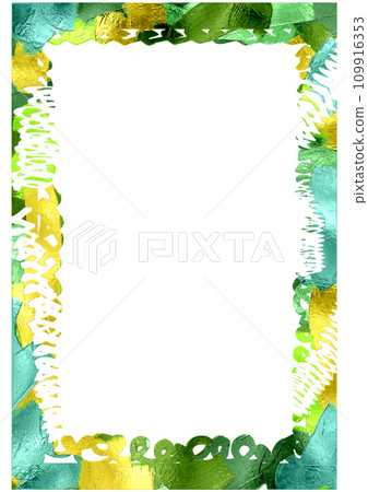 Metallic Green Edge Frame Digital Painting-插圖素材 [109916353] - PIXTA圖庫