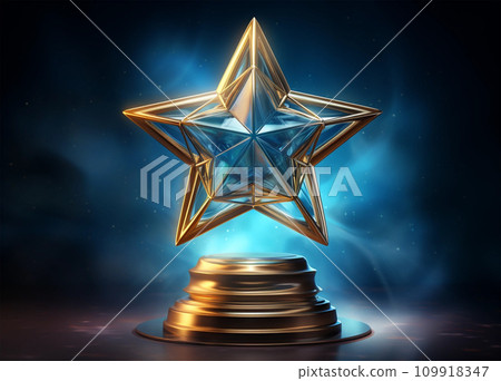 Star shaped award with clouds on blue sky... - Stock Illustration ...