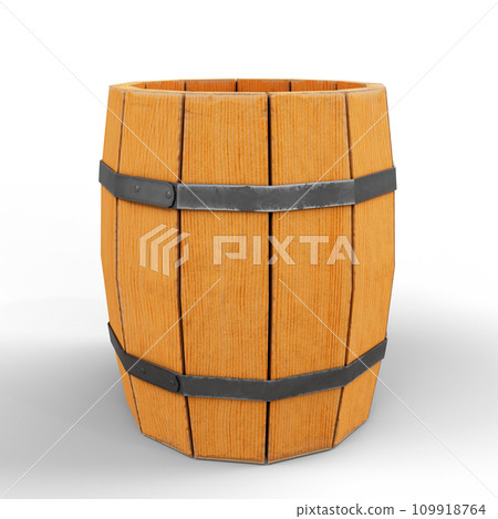 Old Wooden Cask Barrel. 3D Illustration. File... - Stock Illustration ...