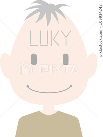 Simple and quiet grandpa's lucky face - Stock Illustration [109934248 ...