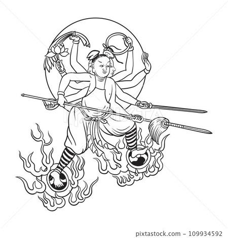 Nezha line draing - Stock Illustration [109934592] - PIXTA