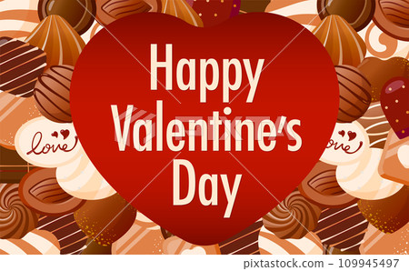 Valentine's Day frame with Valentine chocolate... - Stock Illustration ...