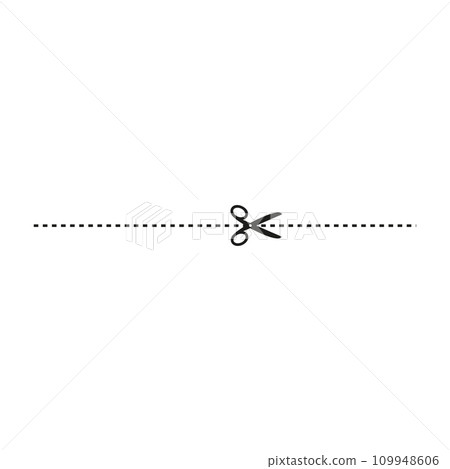 Cut line icon with scissor, cut here guidance,... - Stock Illustration ...