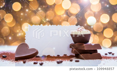 Chocolate and message card (AI generated) - Stock Illustration ...