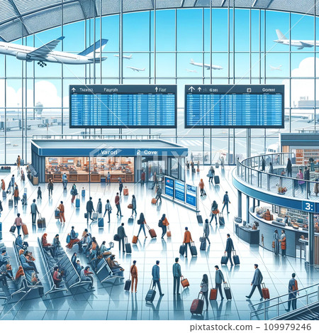 People in the arrival lobby at the airport - Stock Illustration ...