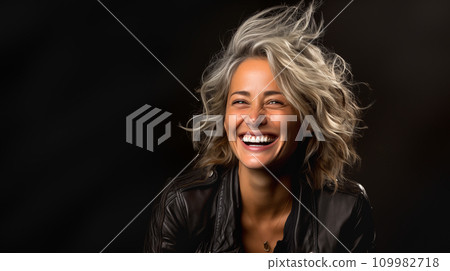 Portrait of a Happy Laughing Middle-aged Woman.... - Stock Illustration [109982718] - PIXTA
