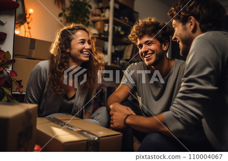 Heartwarming friends taking a break from... - Stock Illustration ...